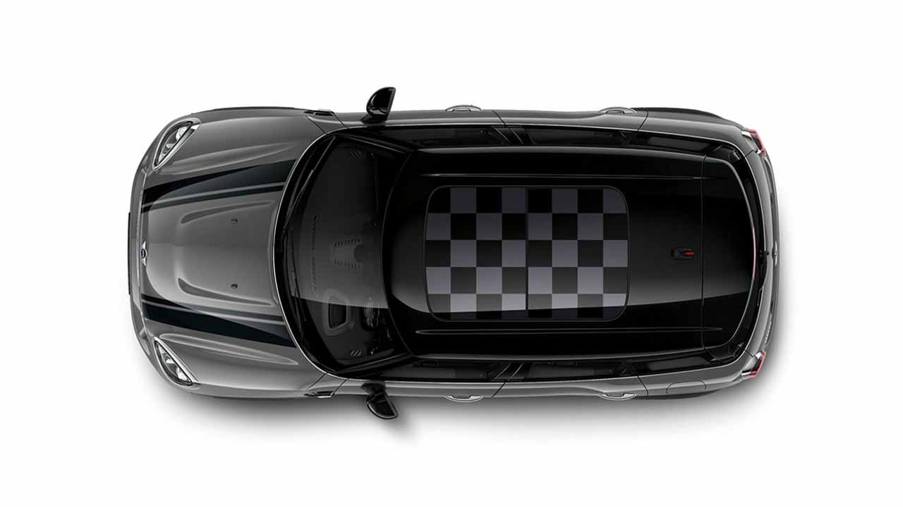 MINI roof graphic, Checkered Flag black/grey for sunroof