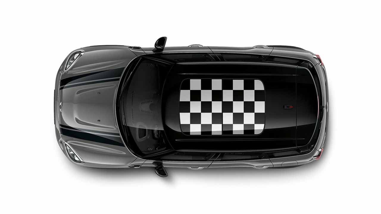 MINI roof graphic, Checkered Flag black/white for sunroof
