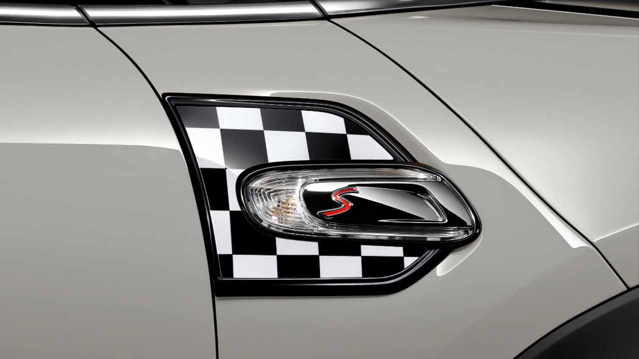 MINI side scuttles, Checkered Flag black/white